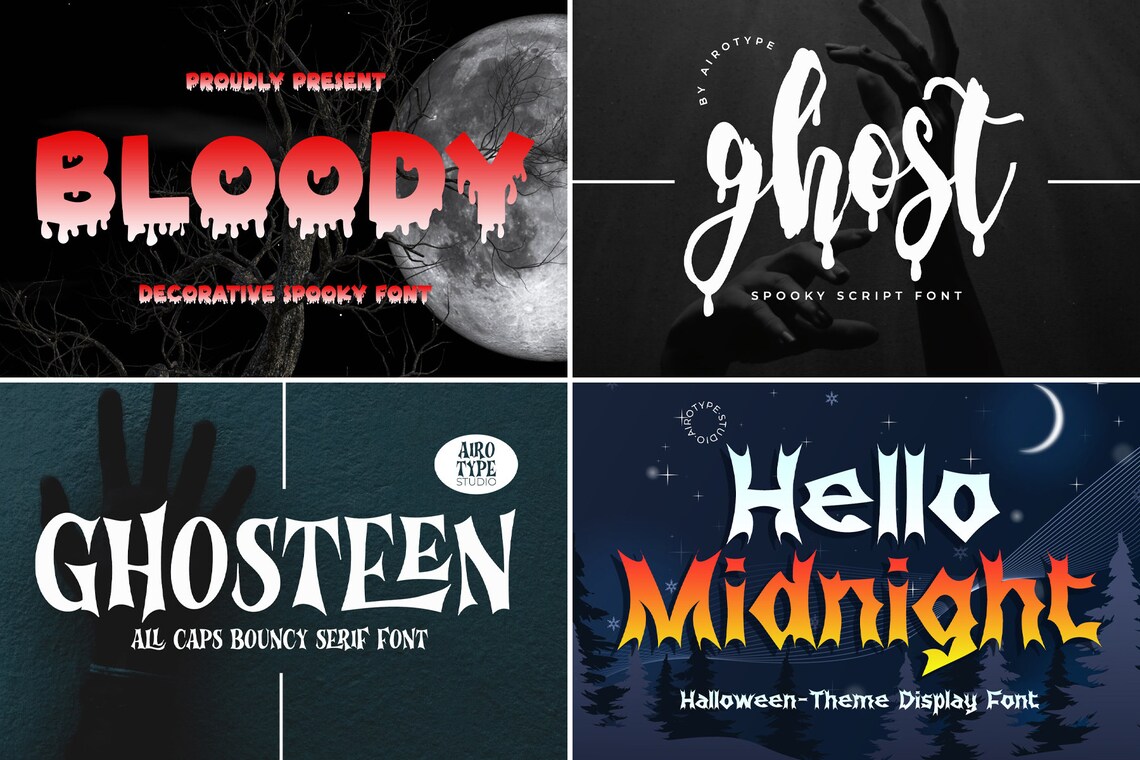 Spooky Font Bundle, Halloween Font Bundle, Font Bundle, Horror Font ...