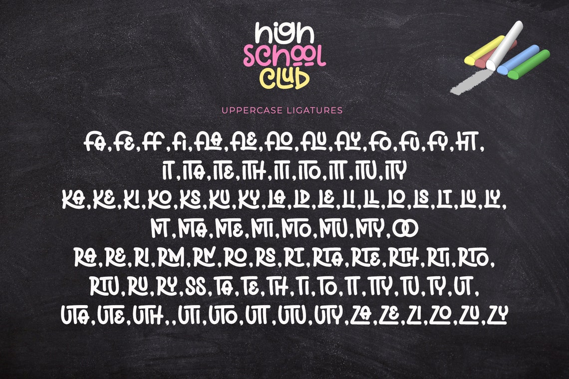 High School Club Font Handwritten Font Handwriting Font - Etsy
