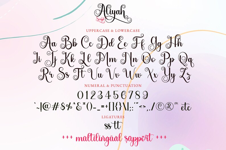 Aliyah Script Font, Wedding Font, Christmas Font, Handwritten Font, Swirl Font, Tail Font ...