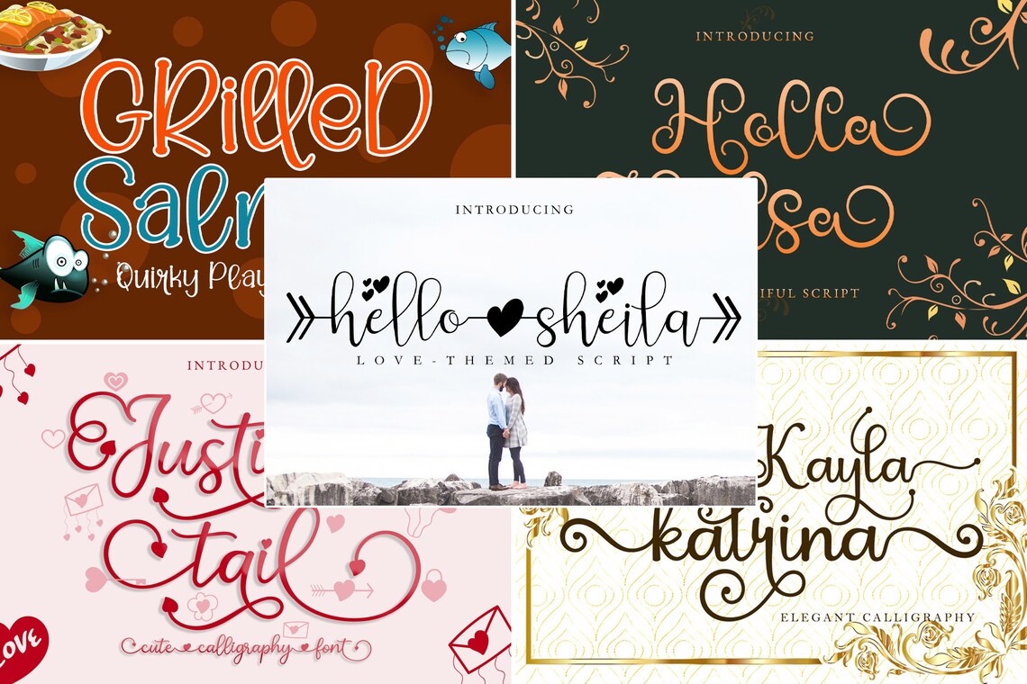 Love Cute Font Bundle, Script Font, Handwritten Font, Wedding Font ...