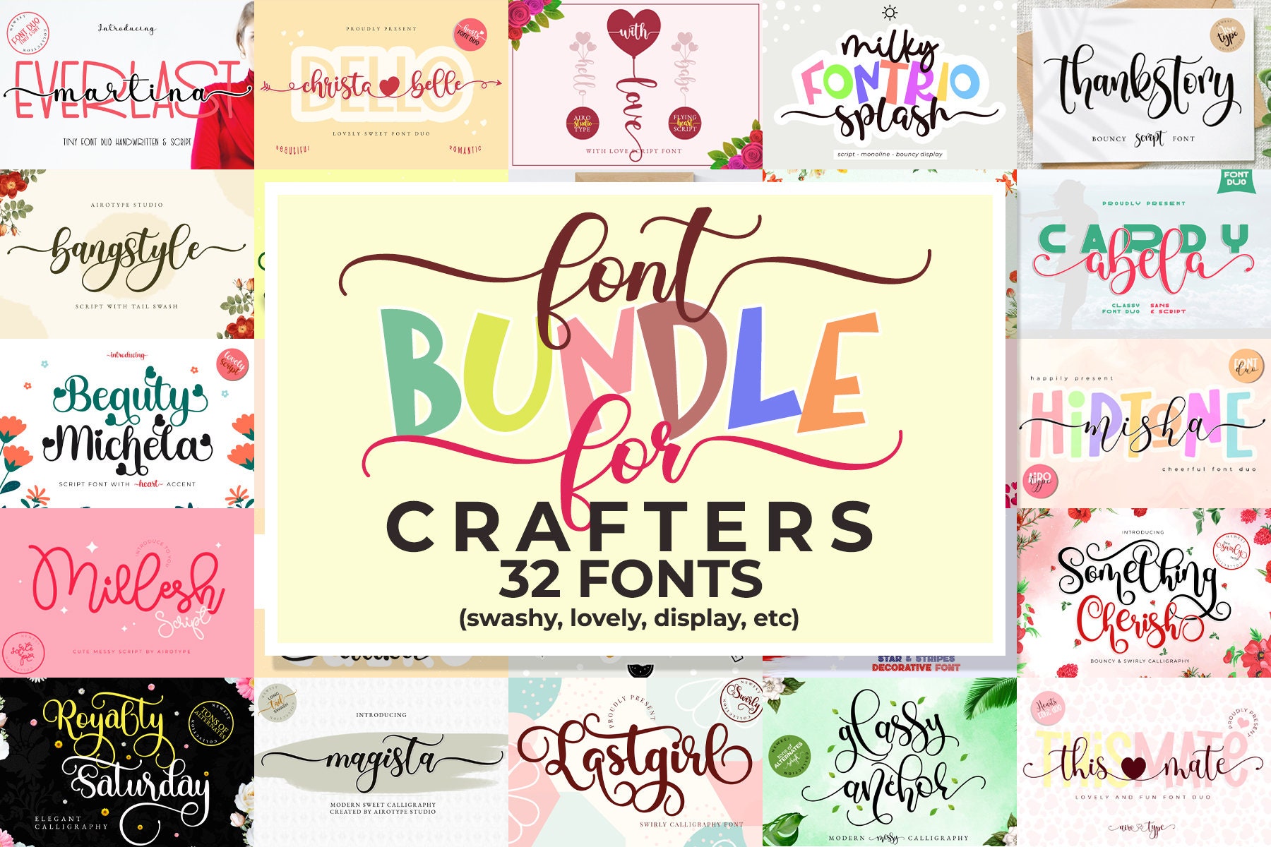Script Handwriting Font Bundle for Crafters 32 Fonts, Handwritten Font ...