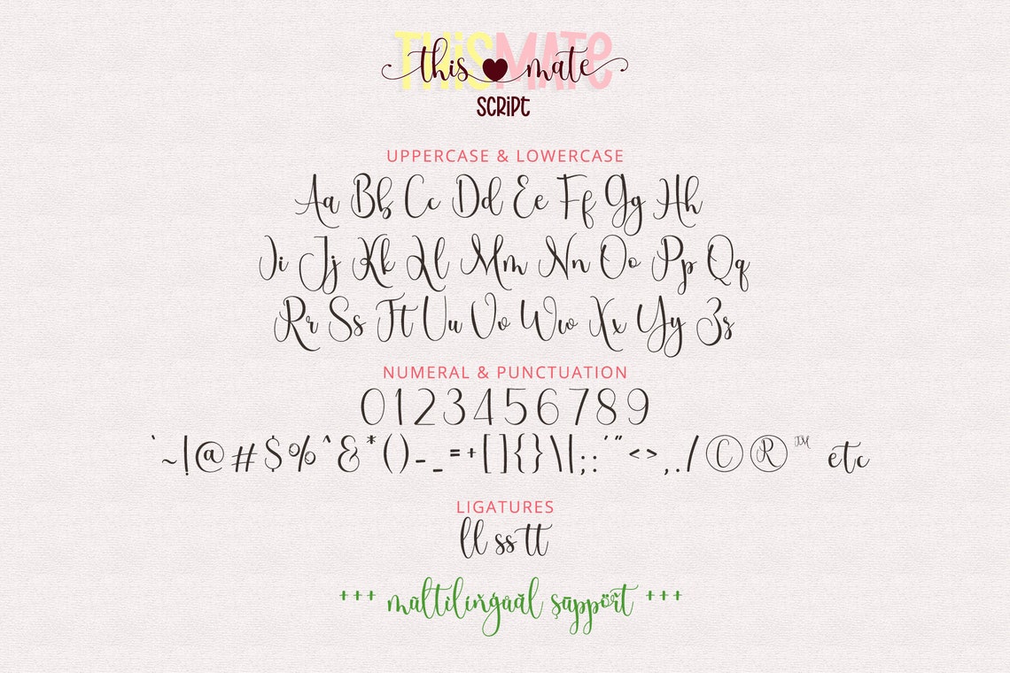 This Mate Font Script Font Handwritten Font Heart Font - Etsy
