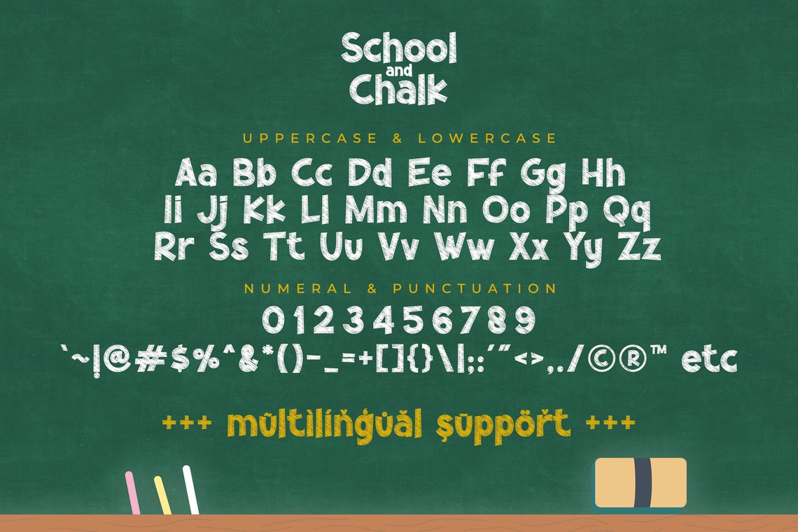 School and Chalk Font, Sketch Font, Display Font, School Font, Kids ...