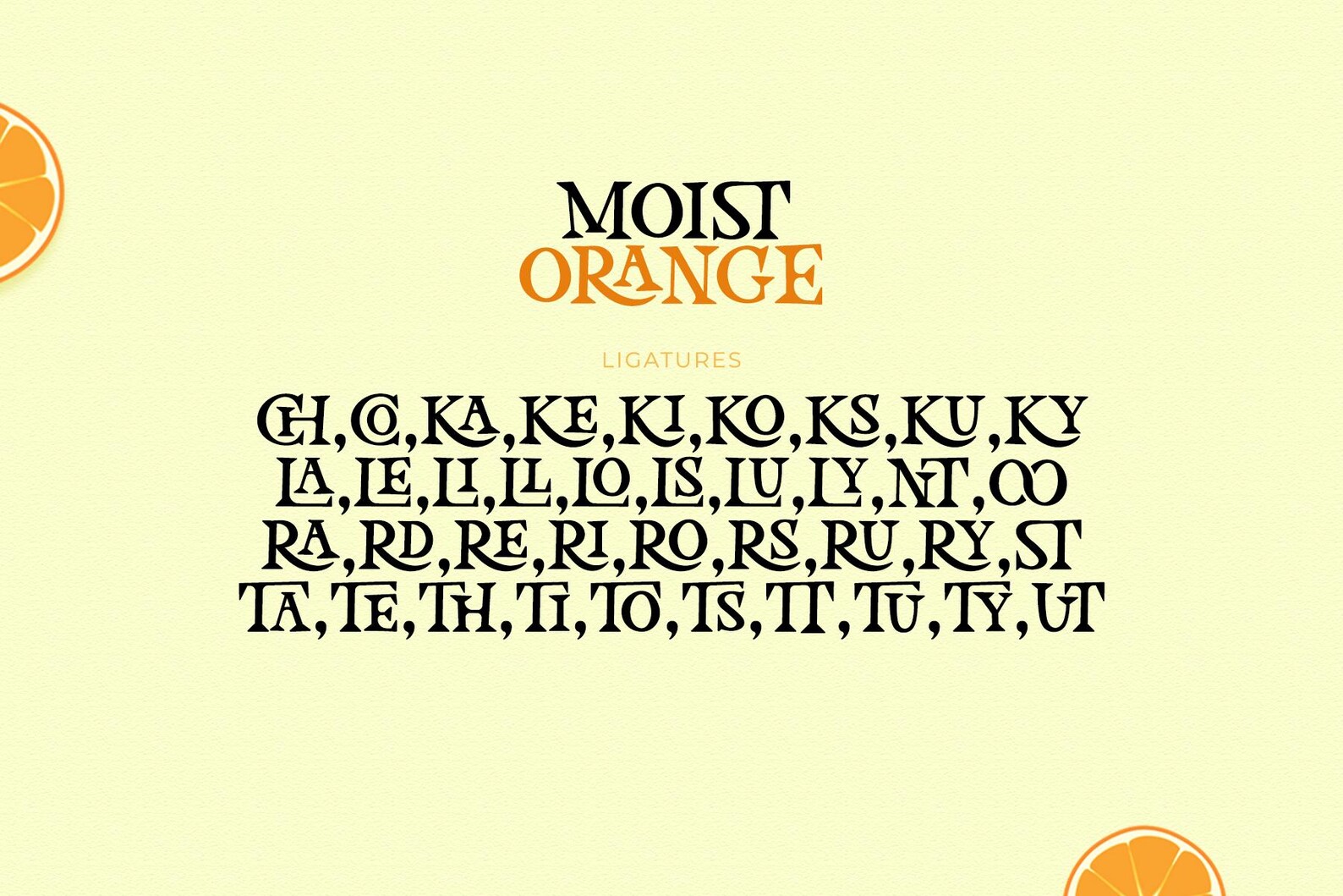Moist Orange Font, Serif Font, Display Font, Ligature Font, Festive ...