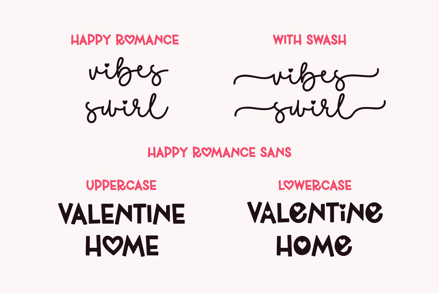 Happy Romance Font Duo, Handwritten Font, Cursive Font, Single Line ...