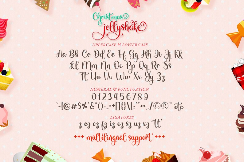 Christmas Jellyshake Font, Christmas Font, Handwritten Font, Swash Font, Cursive Font, Wedding ...