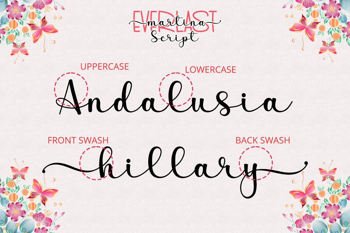 Everlast Martina Font, Handwritten Font, Swash Font, Font With Tail ...