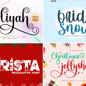 Christmas Font Bundle, Handwritten Font, Script Font, Swash Font, Font With Tail, Wedding Font ...