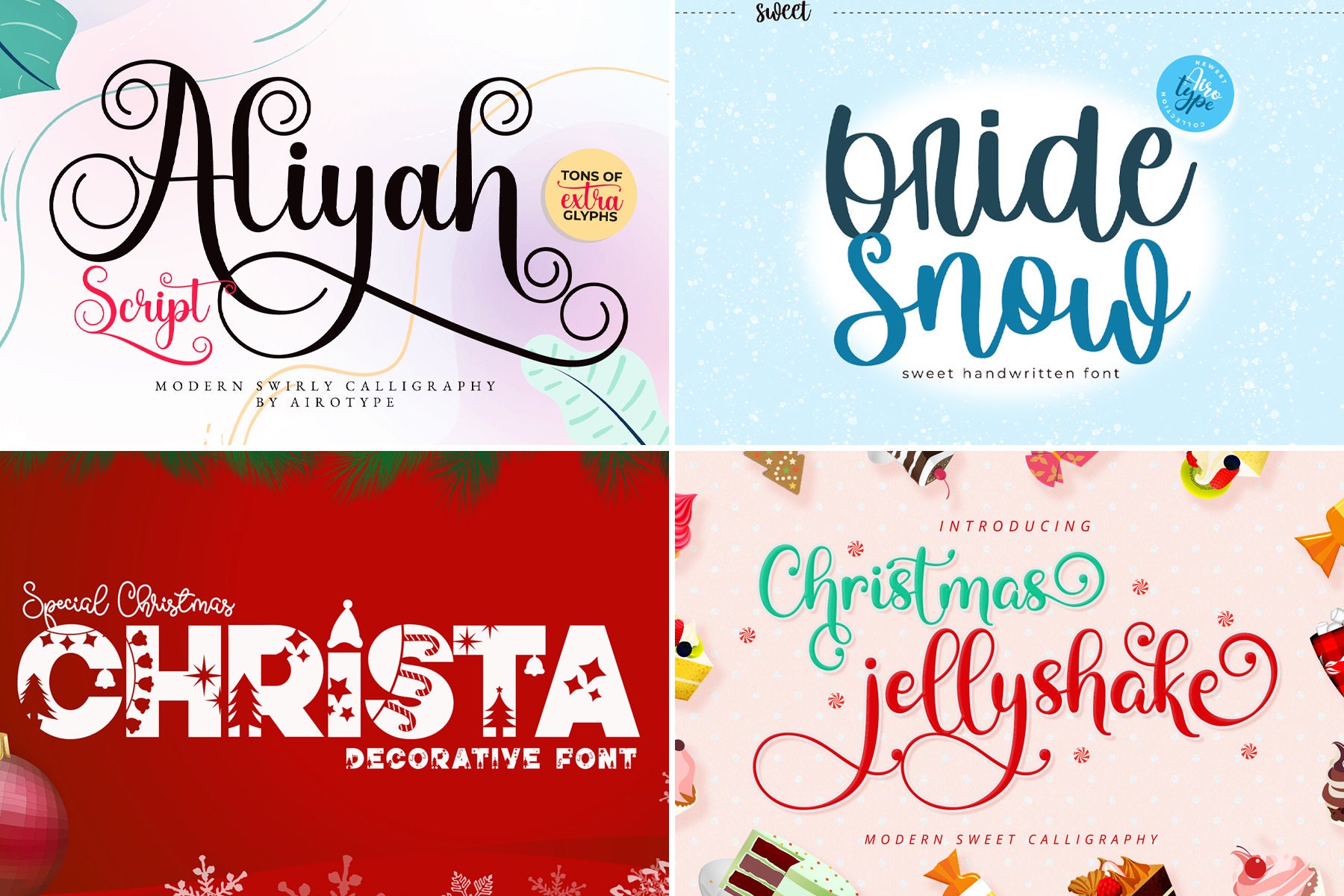 Christmas Font Bundle, Handwritten Font, Script Font, Swash Font, Font ...