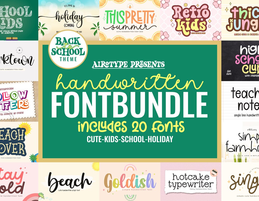 Handwritten Font Bundle, Cute Font, School Font, Script Font ...