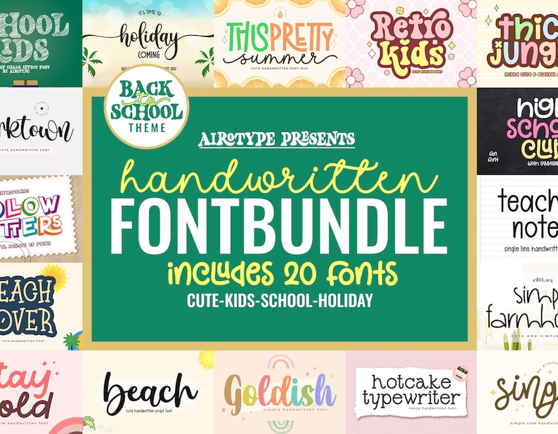 Handwritten Font Bundle, Cute Font, School Font, Script Font ...