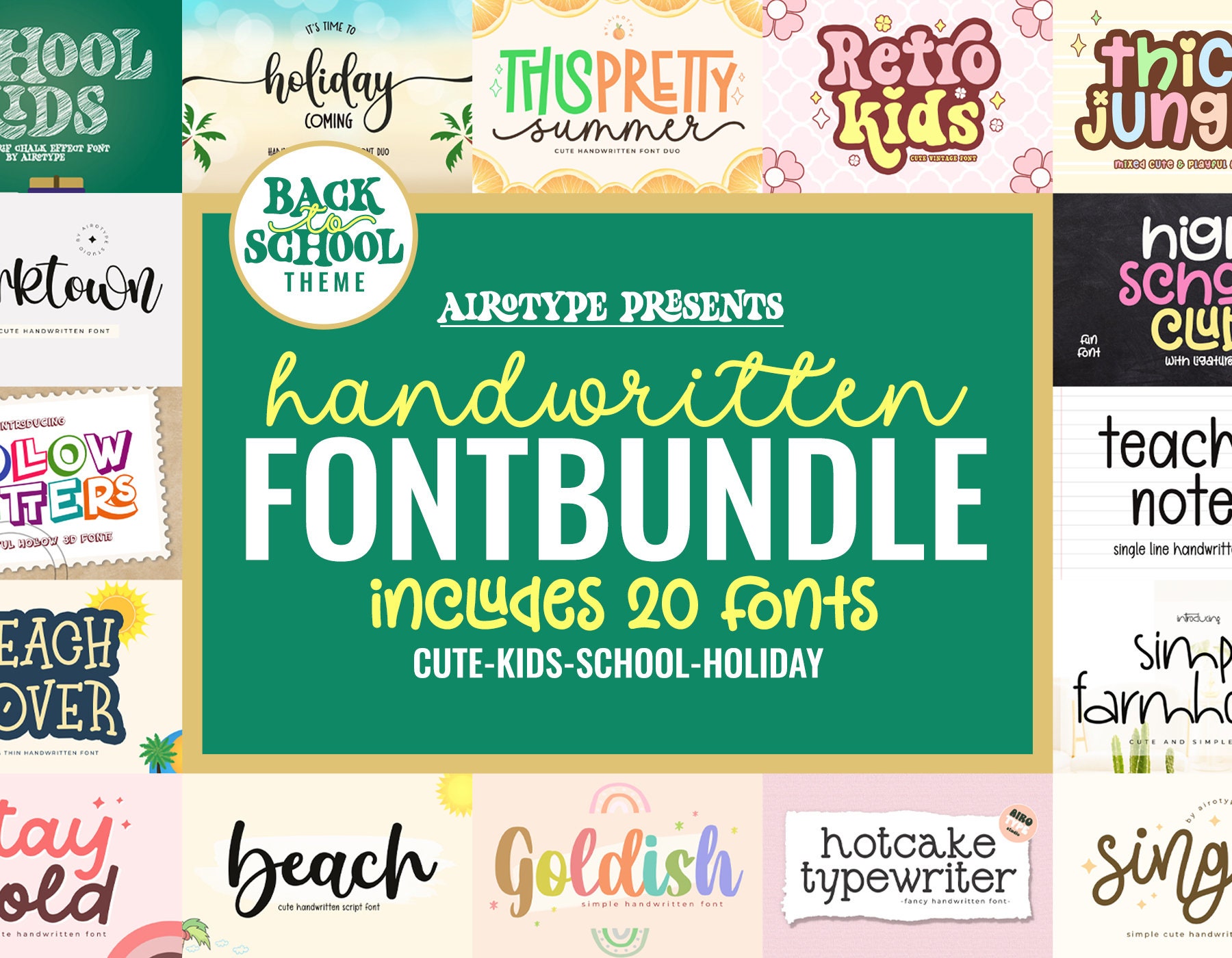 Handwritten Font Bundle, Cute Font, School Font, Script Font ...