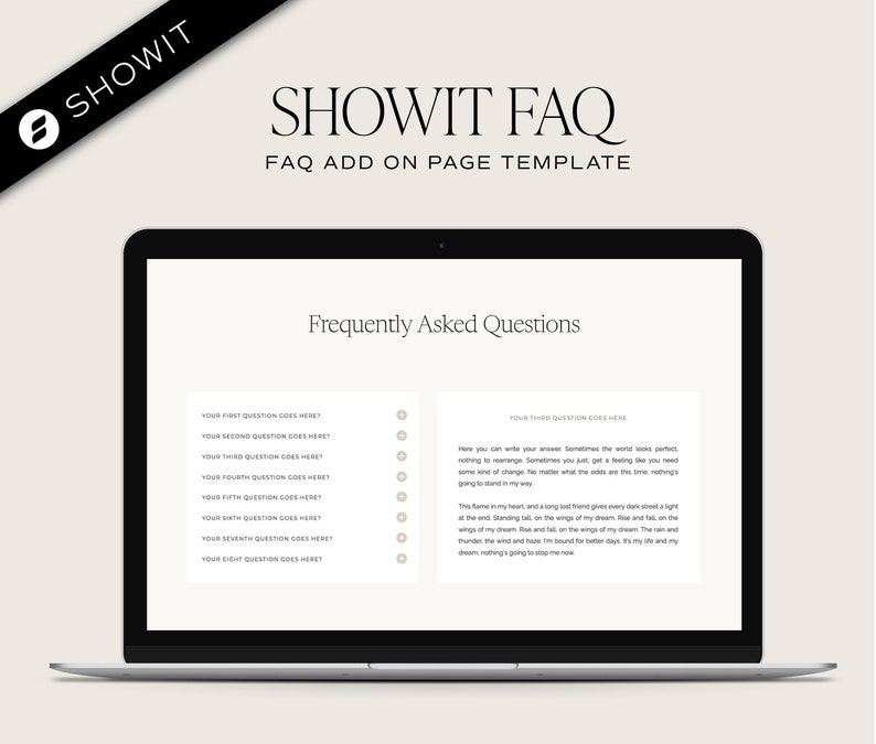 FAQ Showit Website Template, Frequently Asked Questions, Showit Add on ...