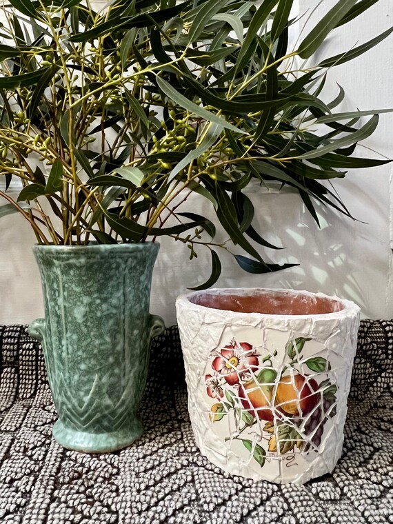 Pottery Mosaic Plant Pot Fruit and Flower Pattern Ceramic - Etsy