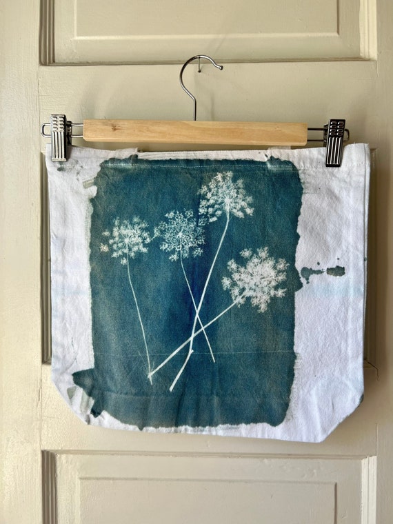 Cyanotype Tote Bag Wildflower Queen Annes Lace Seaweed - Etsy