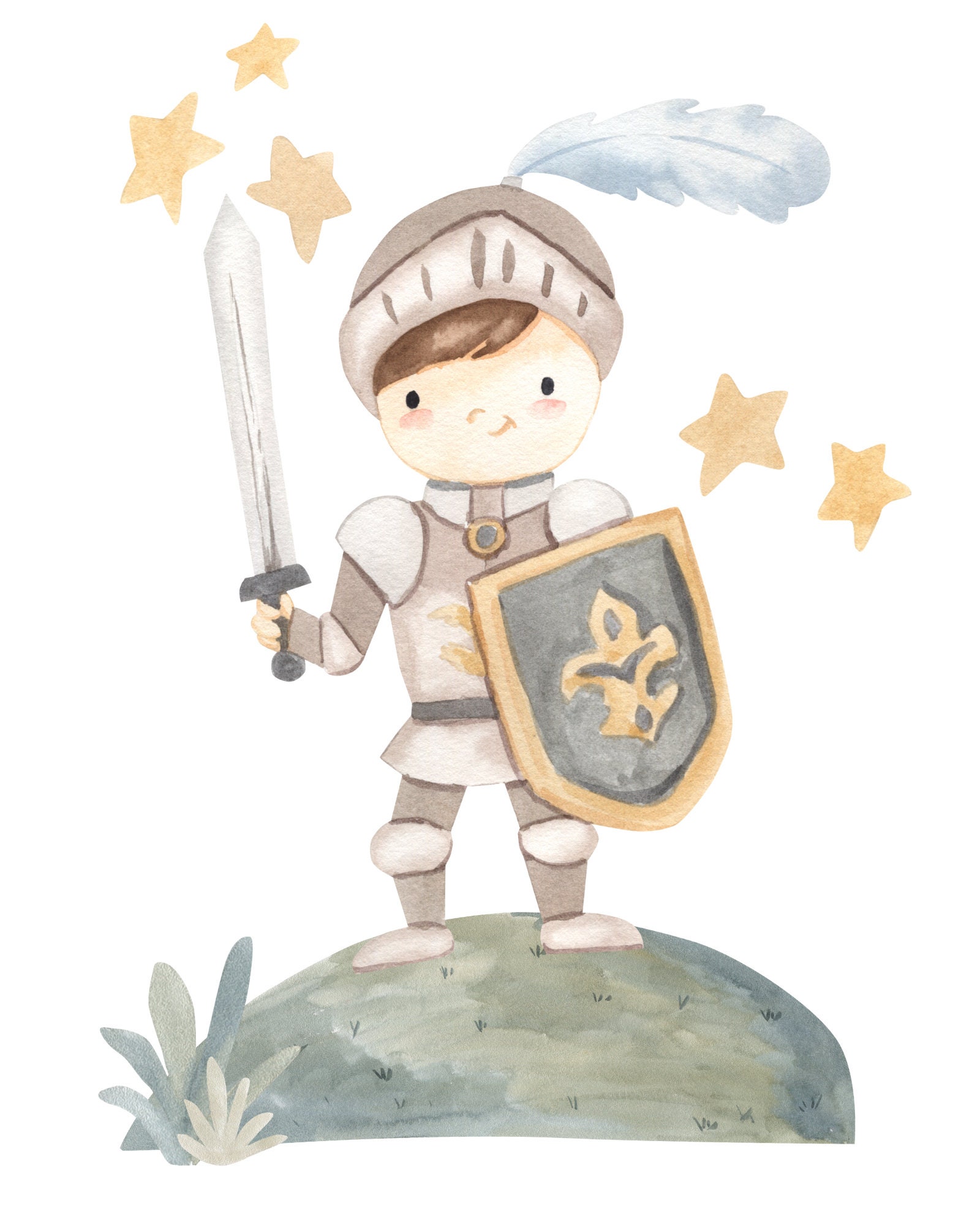 Fairy Tale Knight 1 Nursery Wall Art 8"x10"in - Instant Download - Etsy