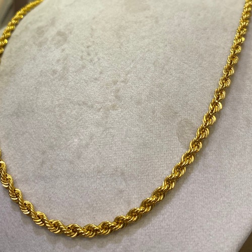 22k Yellow Gold Handmade Fabulous Rope Chain Necklace All - Etsy