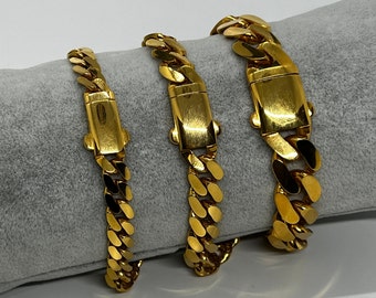22k Gold Cuban Bracelet - Etsy