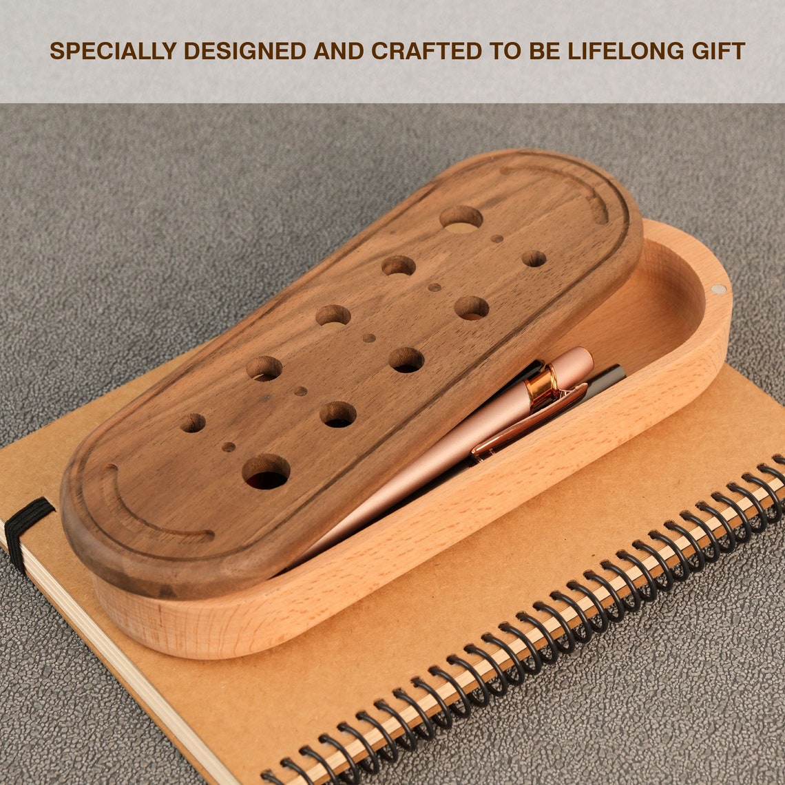 Wooden Pencil Case, Wood Desktop Organizer, Wood Pencil Box, Wood ...