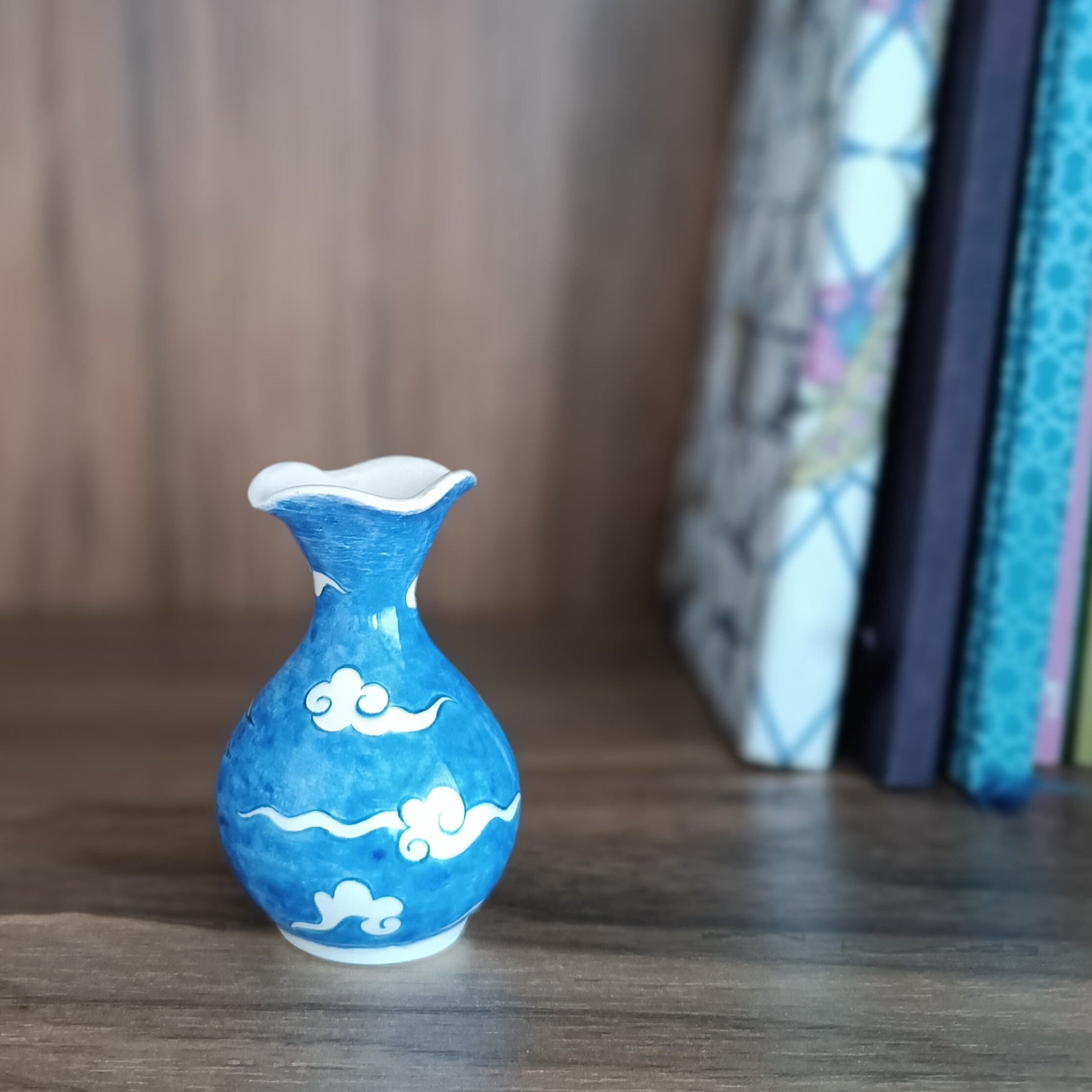 Glazed Tile Vase, Night Time Themed Tiny Vase, Minimalistic Vase, Vase ...