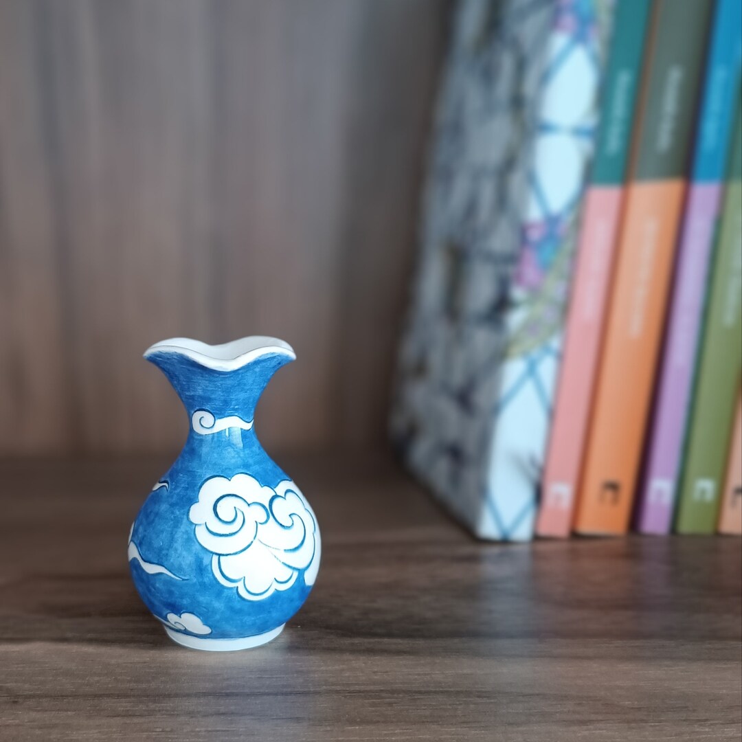 Glazed Tile Vase, Night Time Themed Tiny Vase, Minimalistic Vase, Vase ...