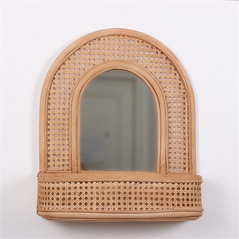 Hazeran and With Shelves Rattan Wall Mirror - Etsy
