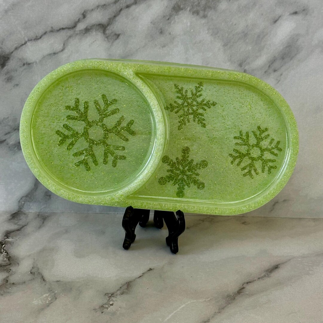 Coaster / Tray - Lime Green With Snowflakes - Etsy