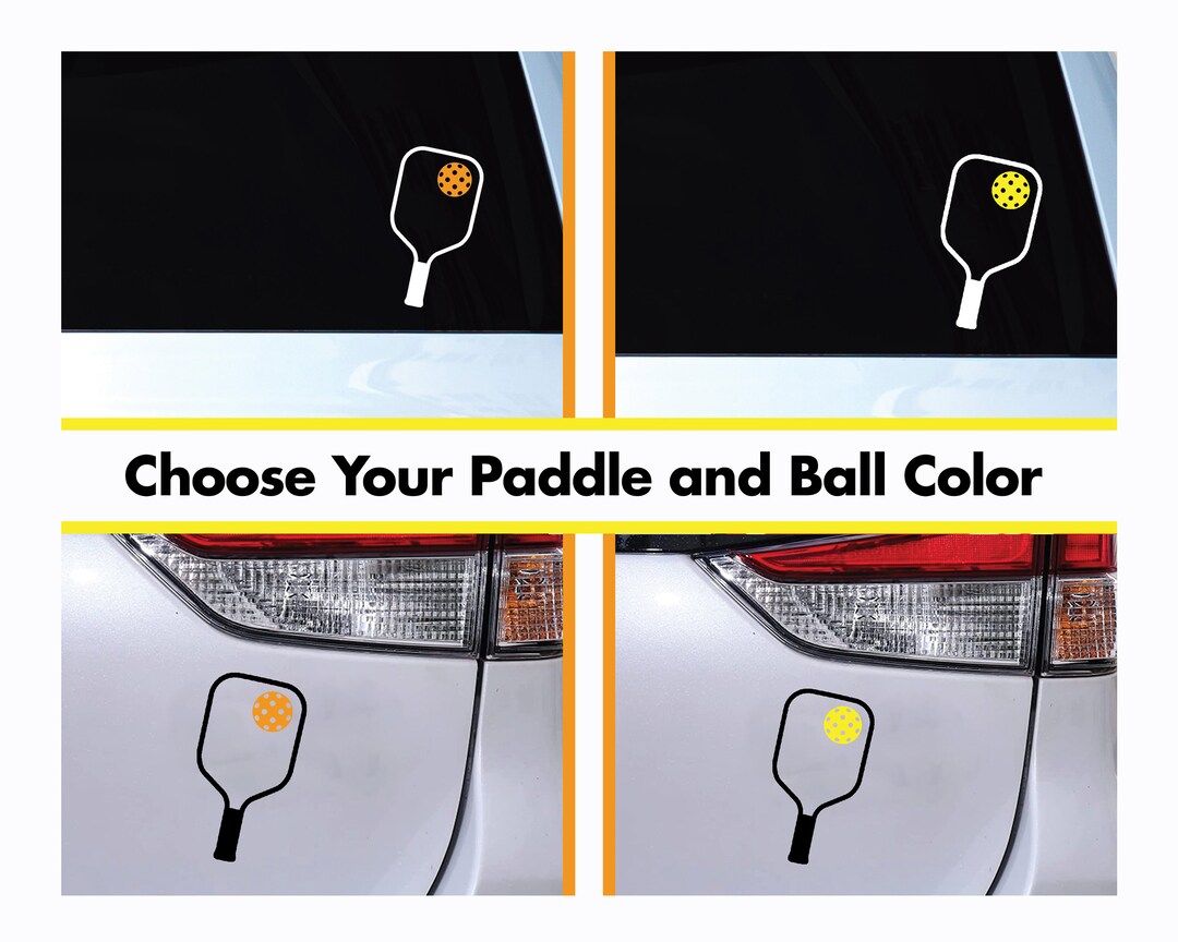 Pickleball Sticker, Pickleball Paddle and Ball Decal, Car Window, Water ...