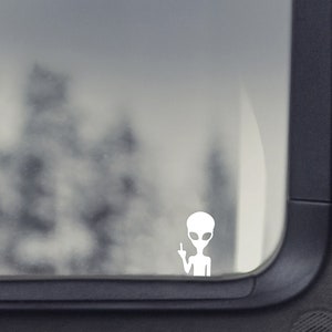 Alien Middle Finger Flips the Bird 1.5" Inch Vinyl Sticker Decal for ...