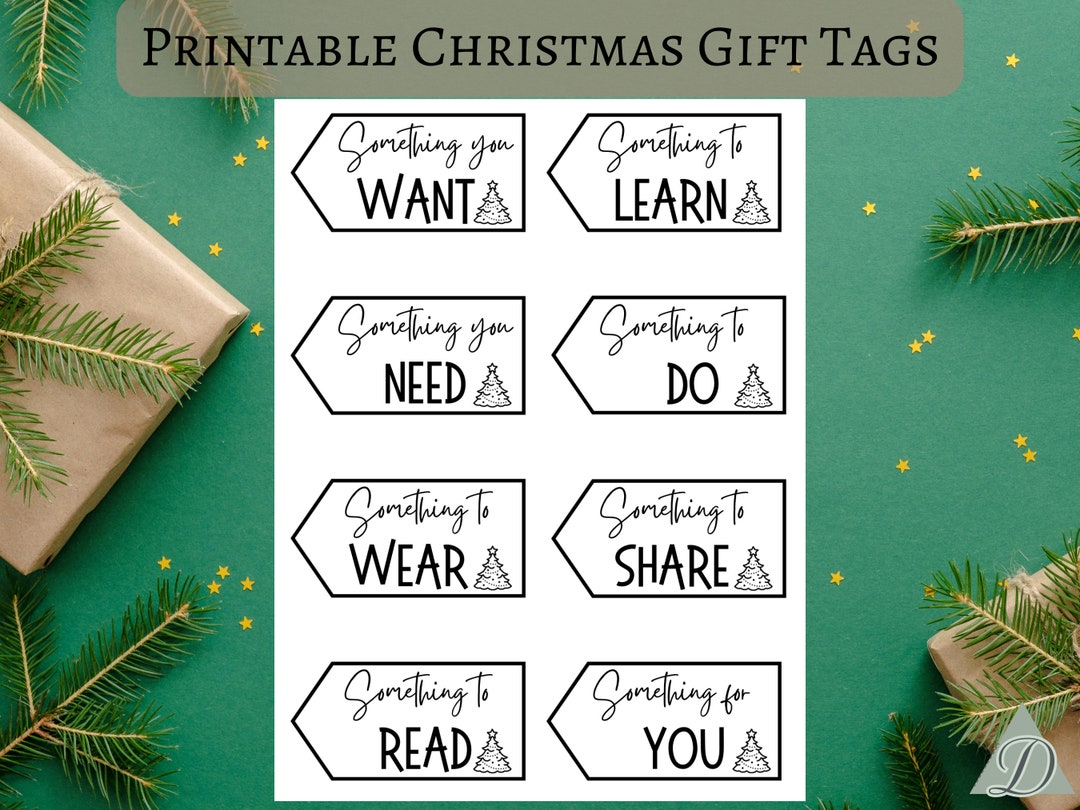 Want, Need, Wear, Read Printable Christmas Gift Tags, Christmas Present ...