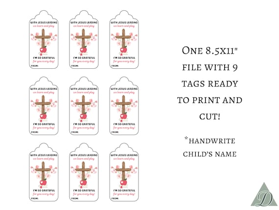 Christian Gift Thank You Tags Printable Teacher Appreciation Printable