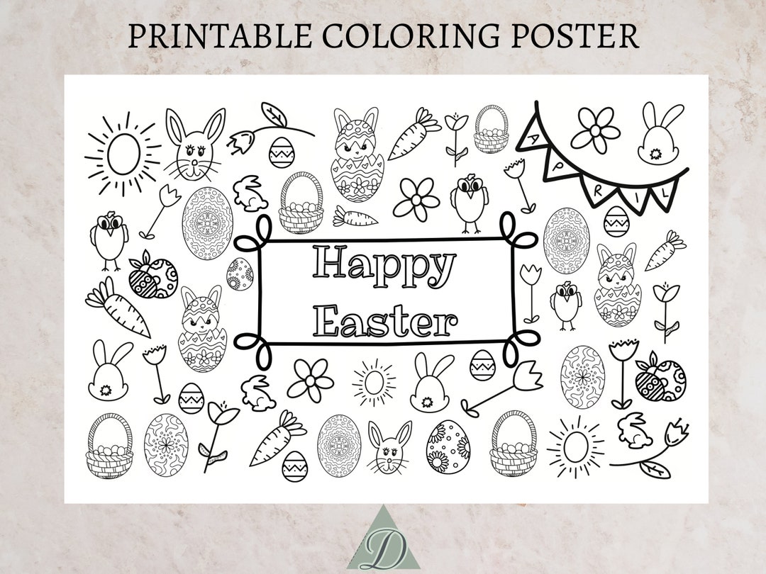 Giant Easter Coloring Page, Coloring Page for Kids, Easter Kid's ...