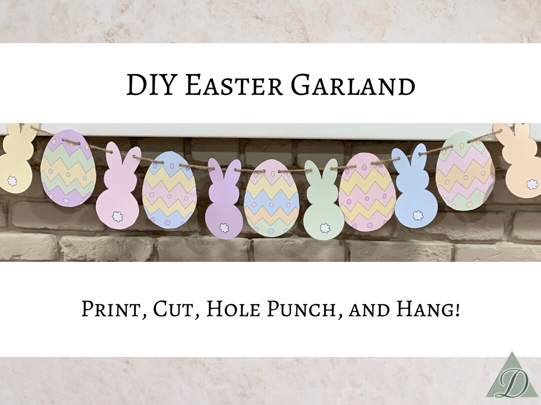 DIY Printable Easter Garland, Pastel Bunny and Easter Egg Garland ...