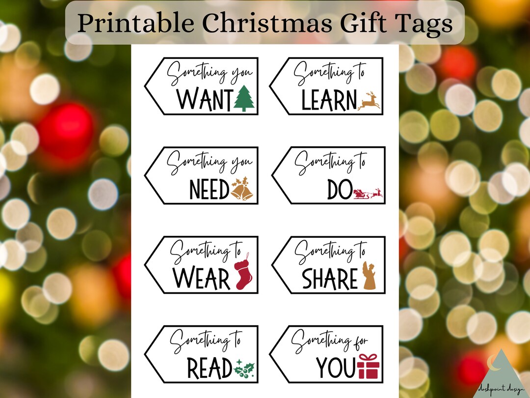 Want, Need, Wear, Read Printable Christmas Gift Tags, Christmas Present ...