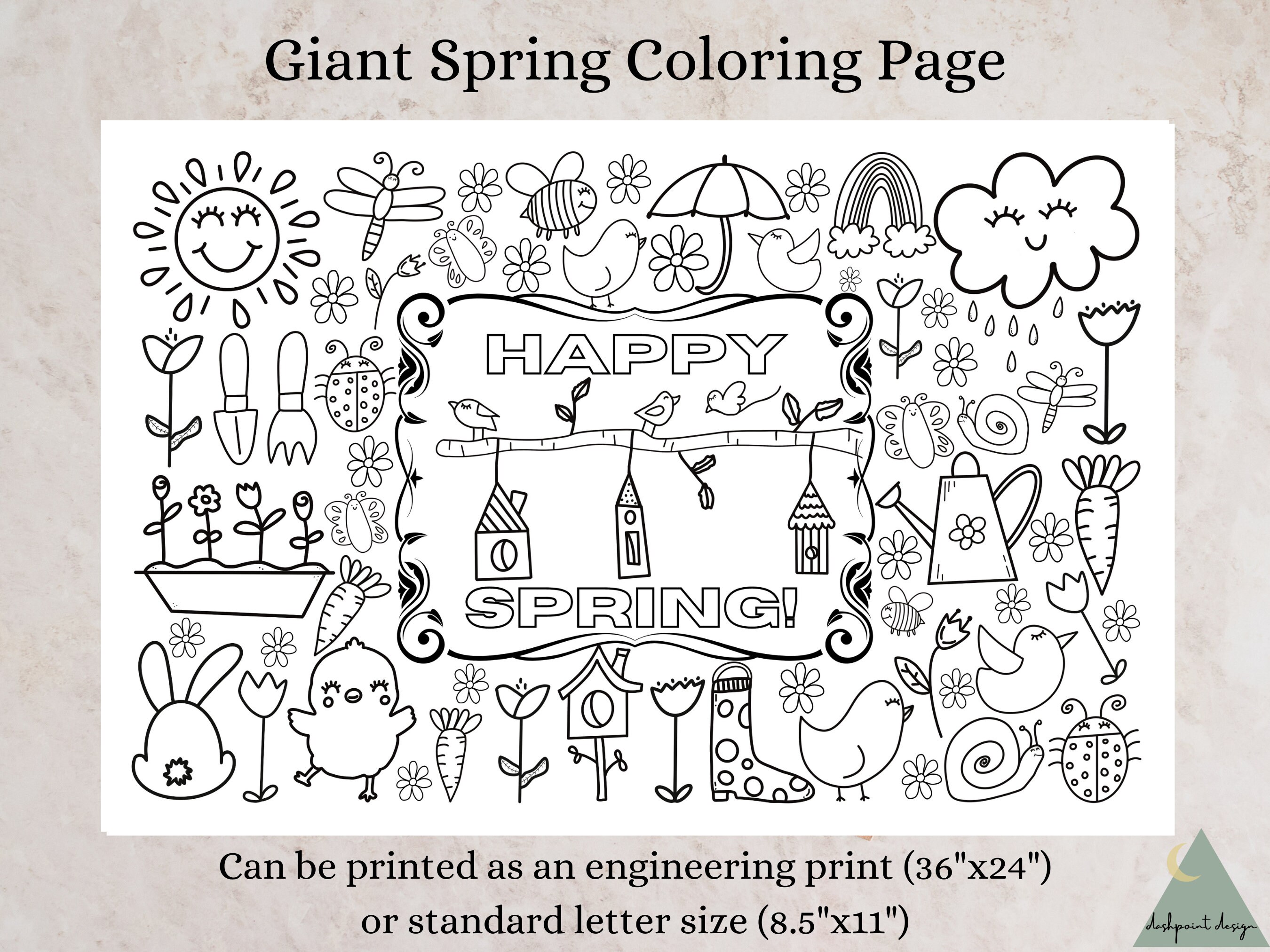 Happy Spring Coloring Page