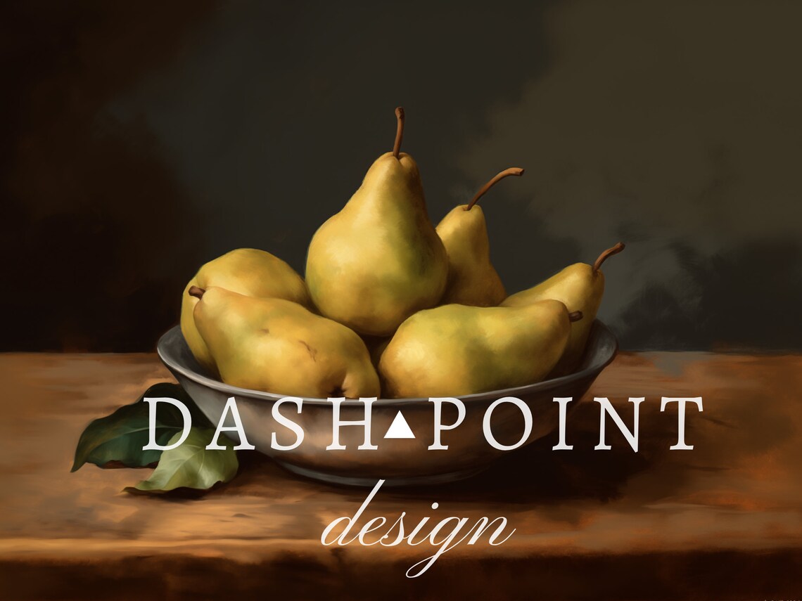 Pear Oil Painting, Fruit Still Life, Moody Pear Artwork, Farmhouse ...