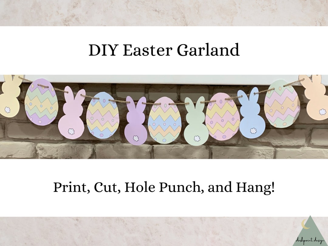 DIY Printable Easter Garland Pastel Bunny and Easter Egg - Etsy
