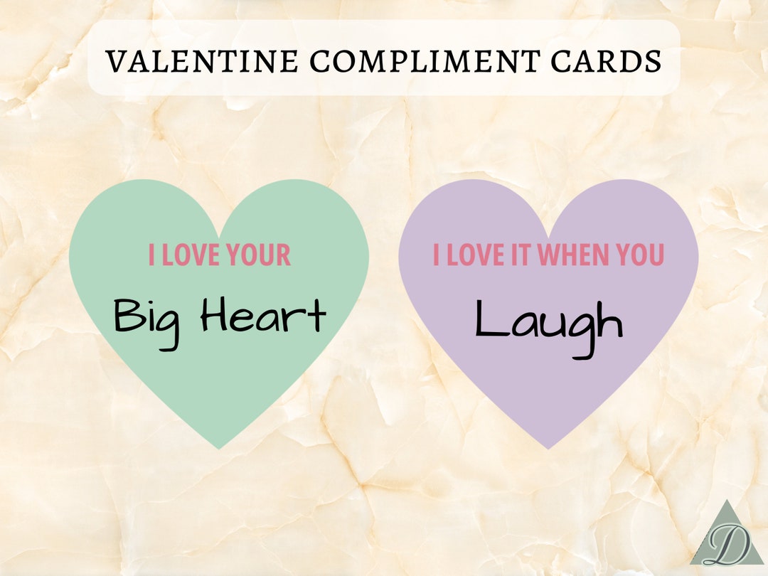 Valentine's Day Compliment Cards for Kids, Vday Cards for Kids ...