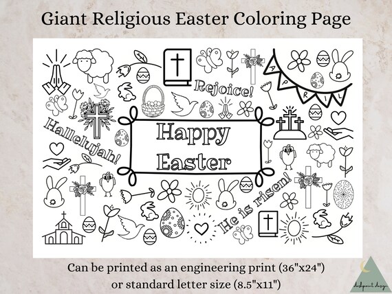 Giant Religious Easter Coloring Page Coloring Page for Kids | Etsy