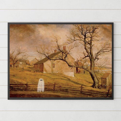 Ghost Wall Art Vintage Art Ghost Art Print Ghost on Farm - Etsy