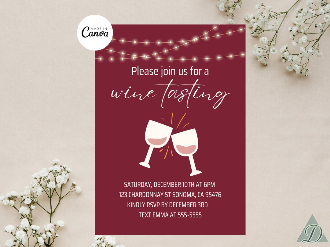 Wine Tasting Printable Invitation, Wine Tasting Fully Customizable ...