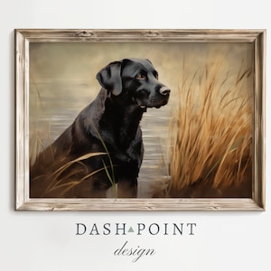 Black Lab Art Print lab in the Marsh, Labrador Retriever Art Print, Dog ...
