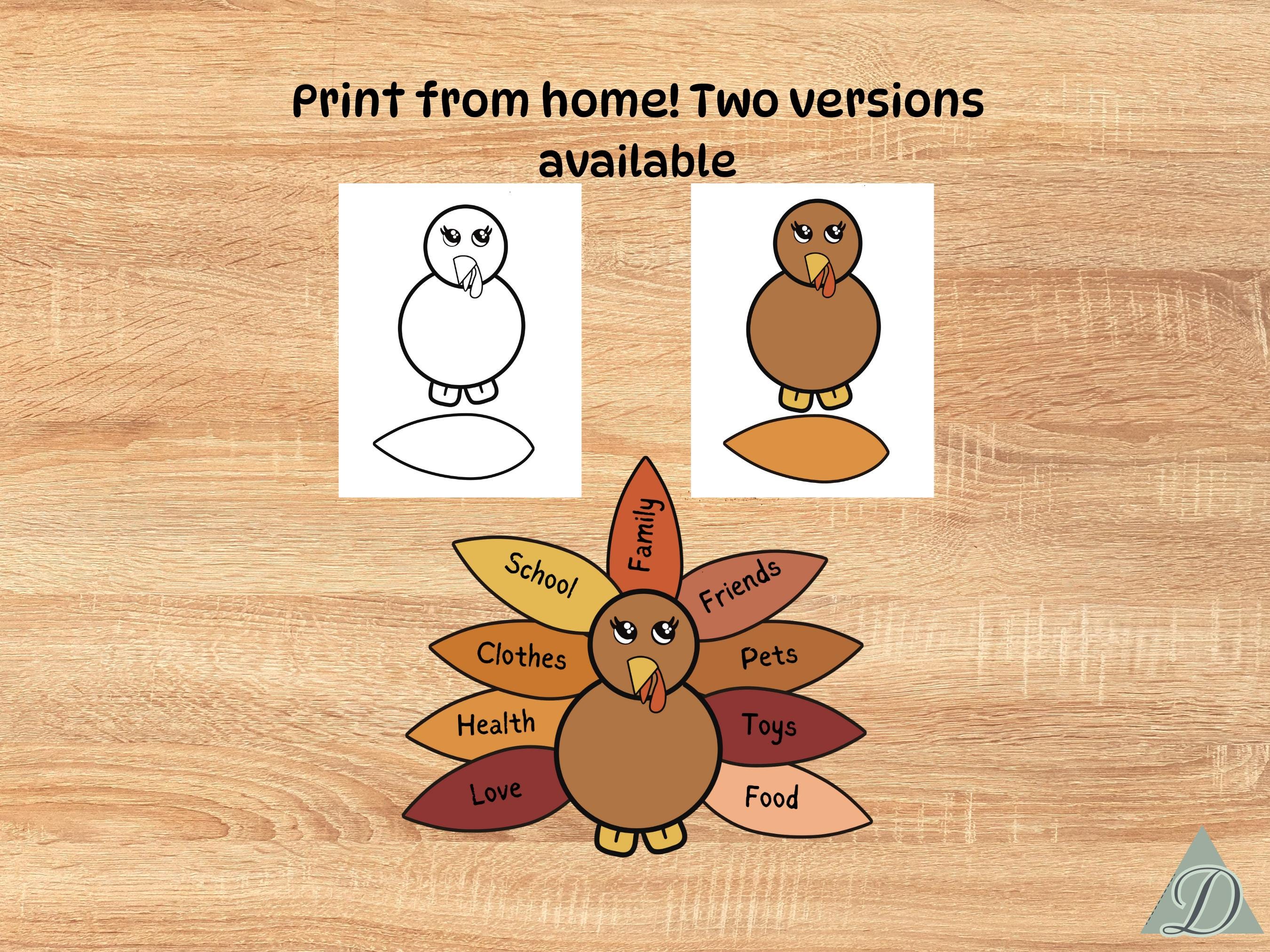 Build a Turkey Kid's Craft, Printable Thanksgiving Craft, Printable ...