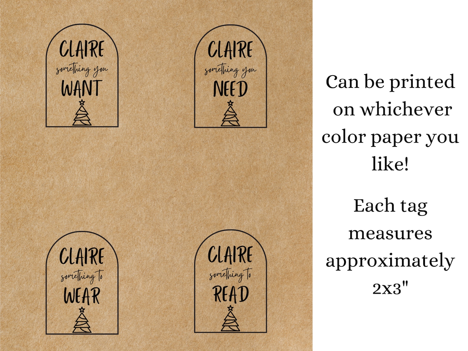 Editable Want Need Wear Read Printable Christmas Gift Tags - Etsy