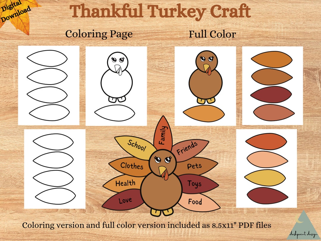 Build a Turkey Kid's Craft, Printable Thanksgiving Craft, Printable ...