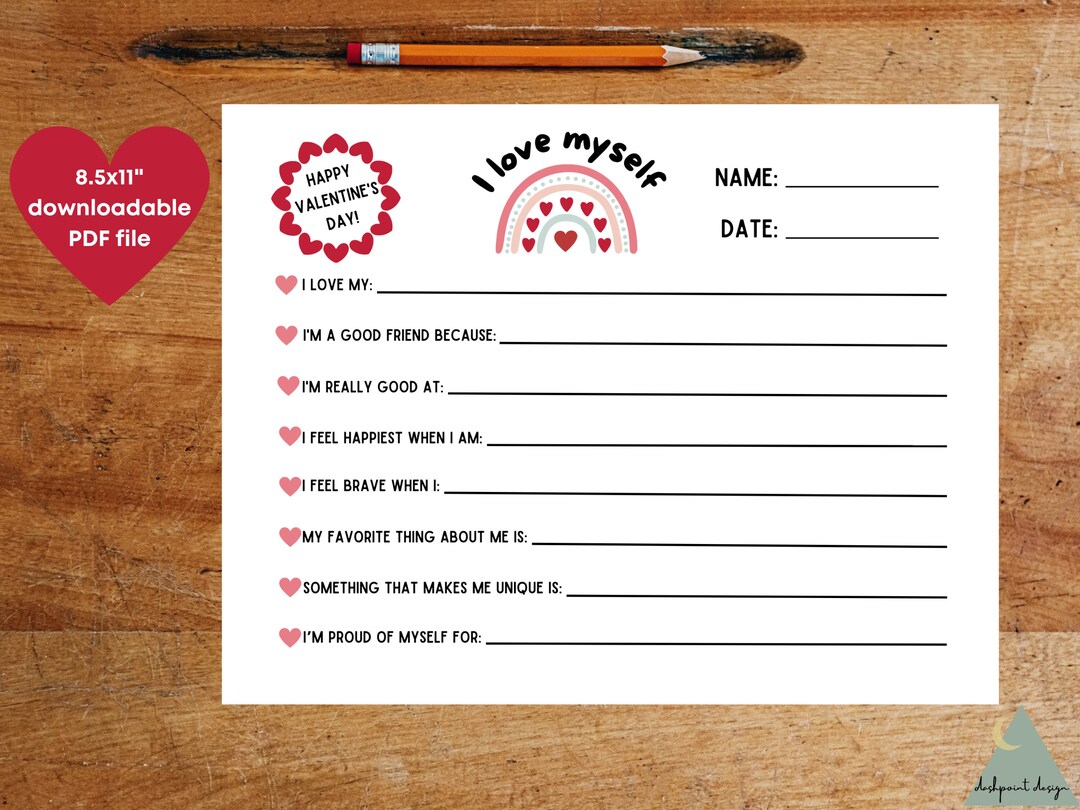 Valentine's Day Self Love Worksheet for Kids Vday - Etsy