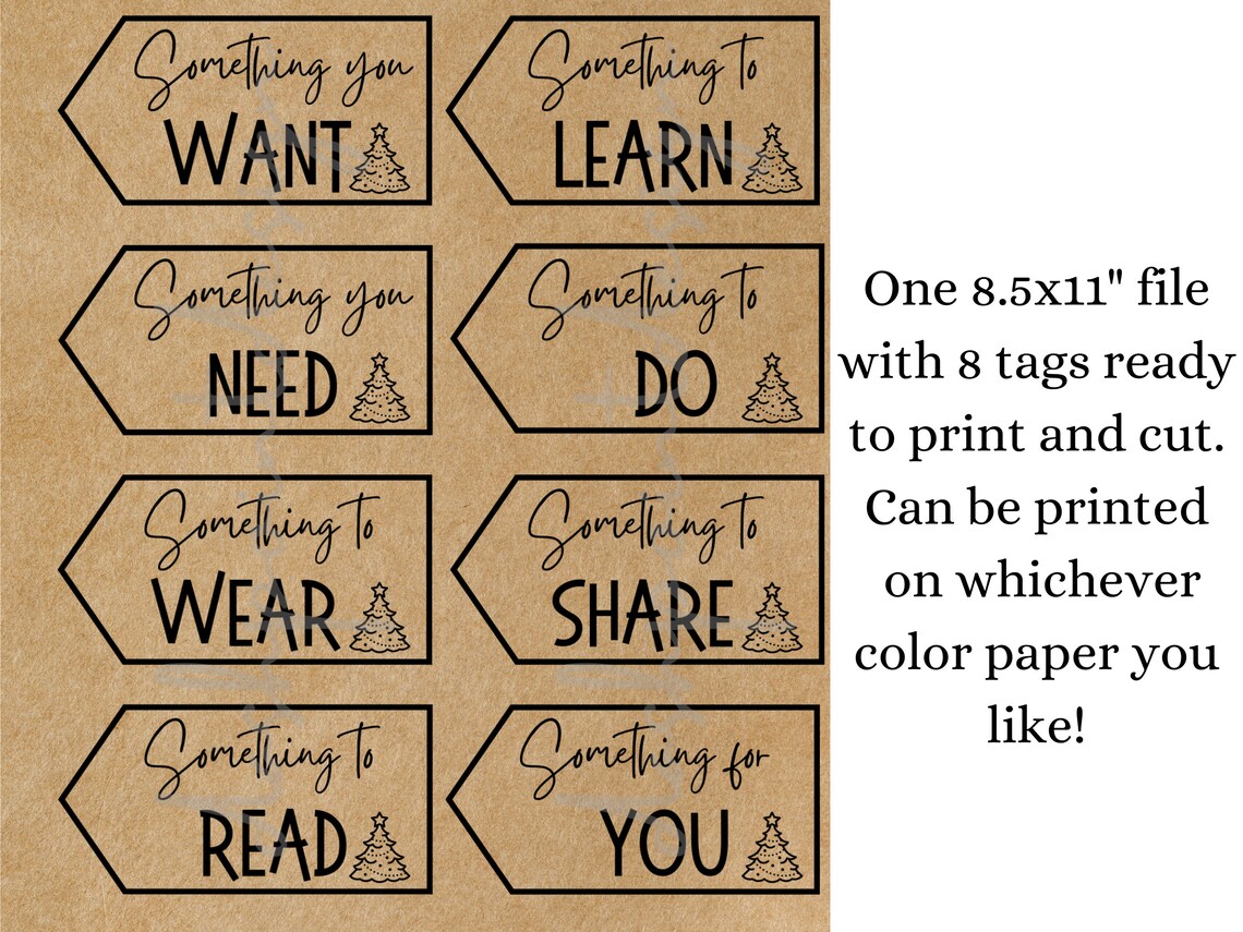 Want Need Wear Read Printable Christmas Gift Tags - Etsy