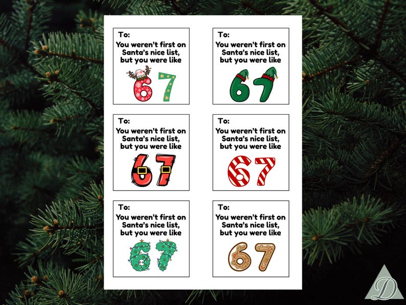 67 Christmas Printable Gift Tags, Funny Teen Holiday Gift Tags, 6 7 ...