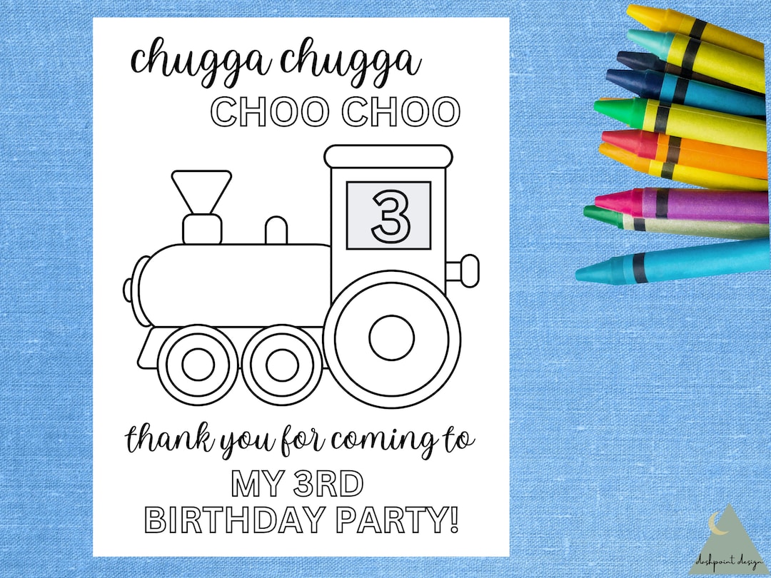 Train 3rd Birthday Printable Coloring Page Train Birthday - Etsy