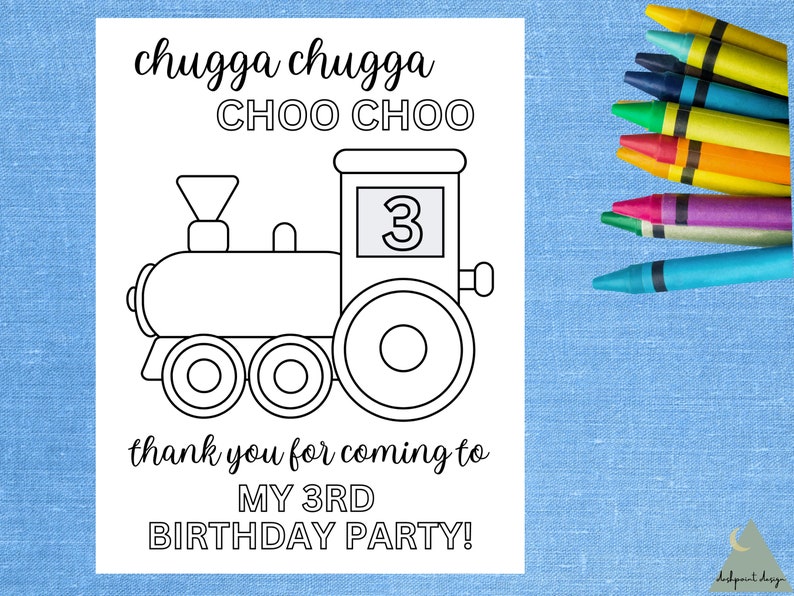 Train 3rd Birthday Printable Coloring Page Train Birthday - Etsy